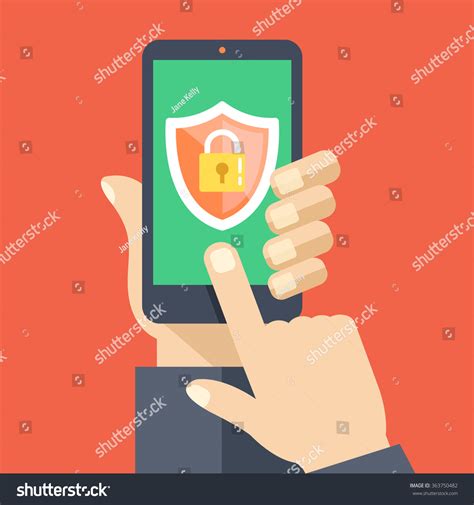 Mobile Security App On Smartphone Screen Stock Vector Royalty Free