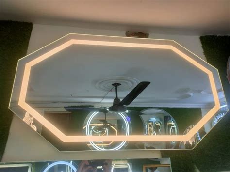 Multicolor Octagon Shape Glass Led Mirror Touch Sensor Stores And Super