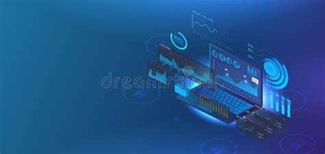 Analytics Data On Isometric Laptop Stock Vector Illustration Of Cross Growth 156876234