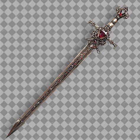 Premium Psd Graceful Forged Ruby Rapier With An Intricate Design A Slend Png Game Asset On