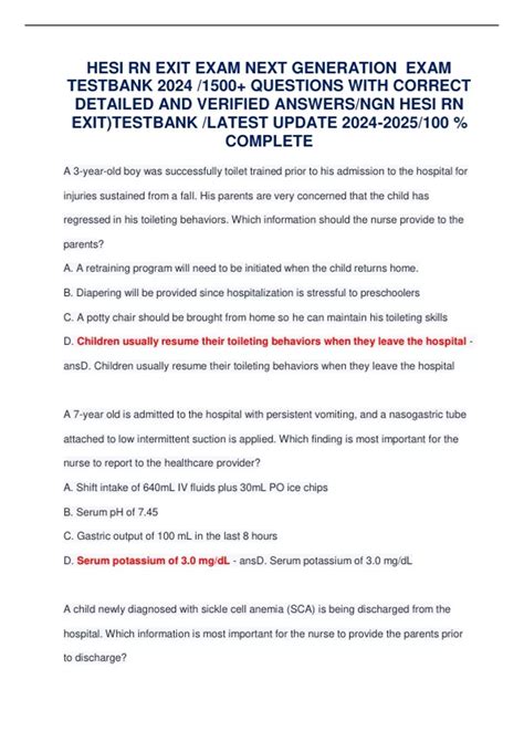 hesi rn exit exam next generation exam testbank 2024 1500 questions