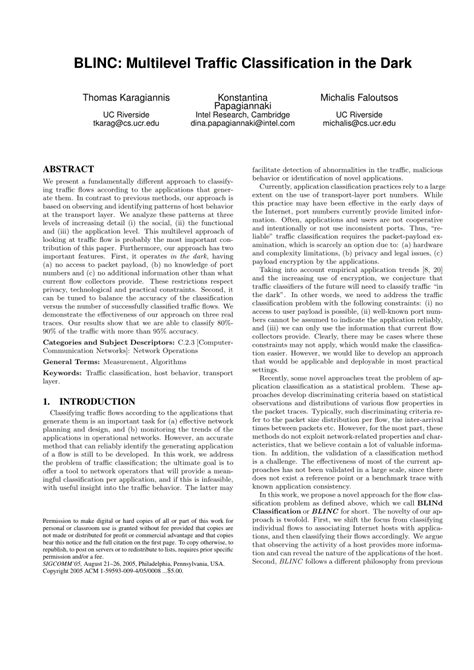 Pdf Blinc Multilevel Traffic Classification In The Dark