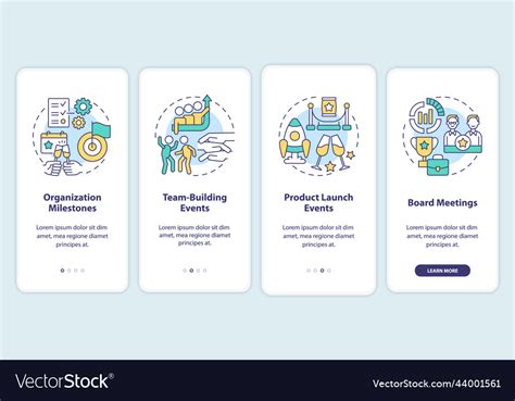 Corporate Events Examples Onboarding Mobile App Vector Image