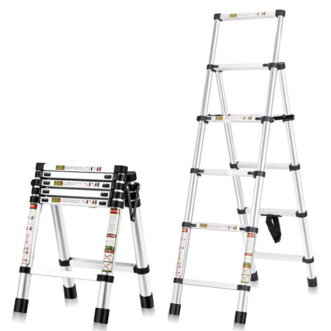 Buy Rikade Telescoping Ladder Heavy Duty A Frame Aluminum Telescopic Ladder Portable Extension