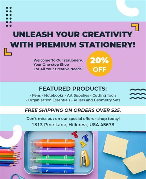 Stationery Store Creative Supplies Promotion Flyer Template