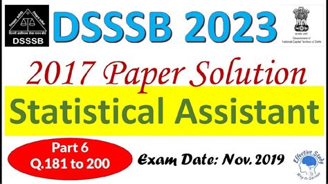 dsssb statistical assistant 2023 mastering 2017 paper solutions exams