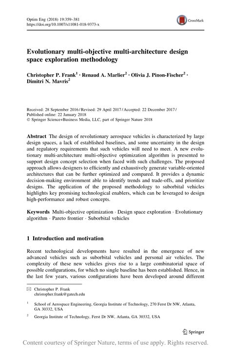 Evolutionary Multi Objective Multi Architecture Design Space