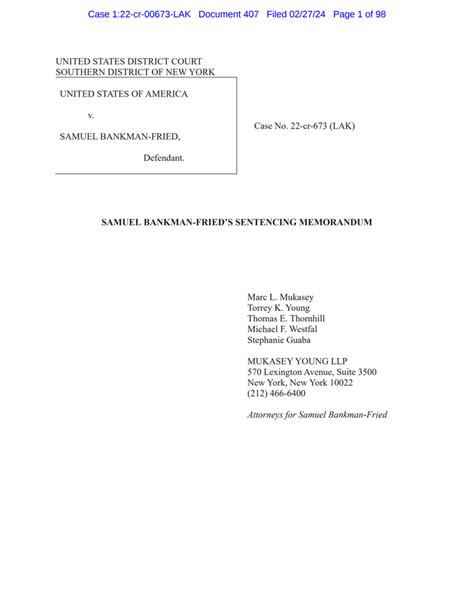 Sam Bankman Fried Pre Sentencing Report Documentcloud