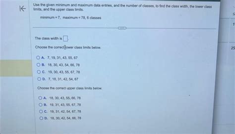 Solved Use The Given Minimum And Maximum Data Entries And
