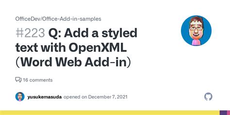 Q Add A Styled Text With OpenXML Word Web Add In Issue OfficeDev Office Add In