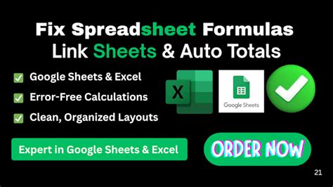 Create And Fix Spreadsheet Formulas Calculate Totals And Link