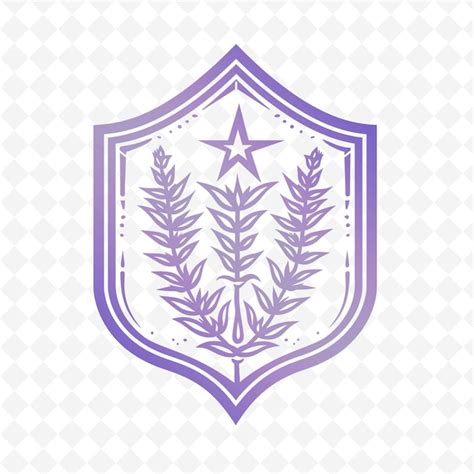 자연의 허브 터 디자인 컬렉션에 장식적인 방패와 별을 가진 Mugwort 식물 배지 로고 프리미엄 Psd 파일