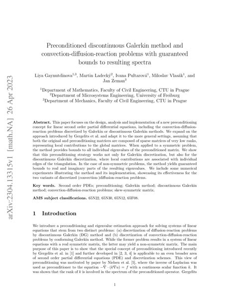 Preconditioned Discontinuous Galerkin Method And Convection Diffusion Reaction Problems With