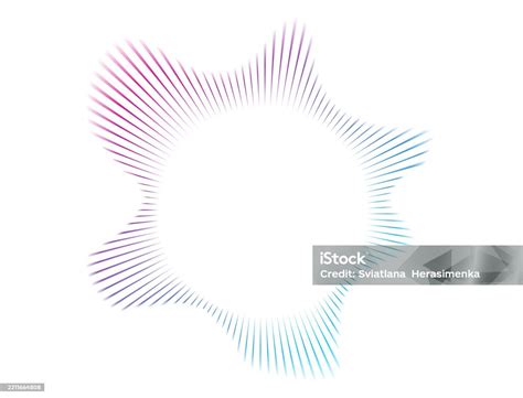 흐림 효과가 있는 네온 이퀄라이저 오디오 여러 가지 빛깔의 물결 아우라가 있는 방사형 곡선 오디오 웨이브 음악 음성의 오디오 요소 벡터 일러스트 레이 션 3차원 형태에 대한