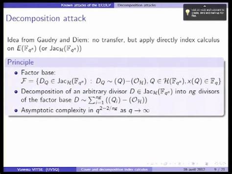Free Video Cover And Decomposition Index Calculus On Elliptic Curve From Theiacr Class Central