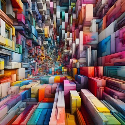 Abstract Colorful Cube And Rectangles Background Computer Generated