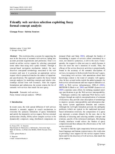 Pdf Friendly Web Services Selection Exploiting Fuzzy Formal Concept Analysis