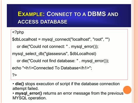 Mysql Php Database Connectivity Ppt