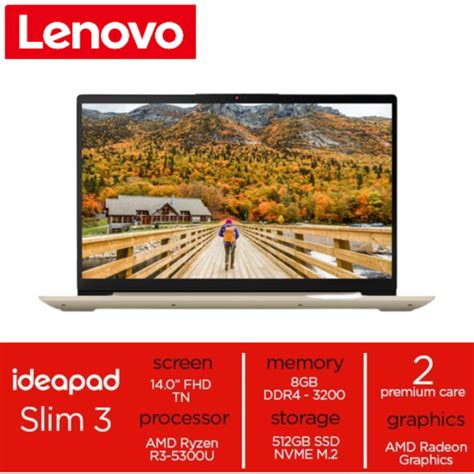 LAPTOP LENOVO SLIM LENOVO IDEAPAD 14ALC6 48ID 14 FHD TN RYZEN 3 5300U 8GB 512GB AMD RADEON