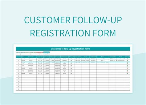 Customer Follow-up Registration Form Excel Template And Google Sheets File For Free Download ...