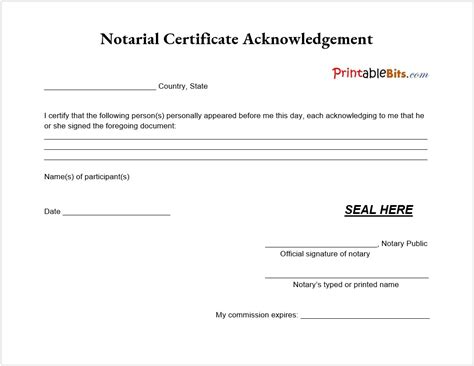 Notary Certificate Template