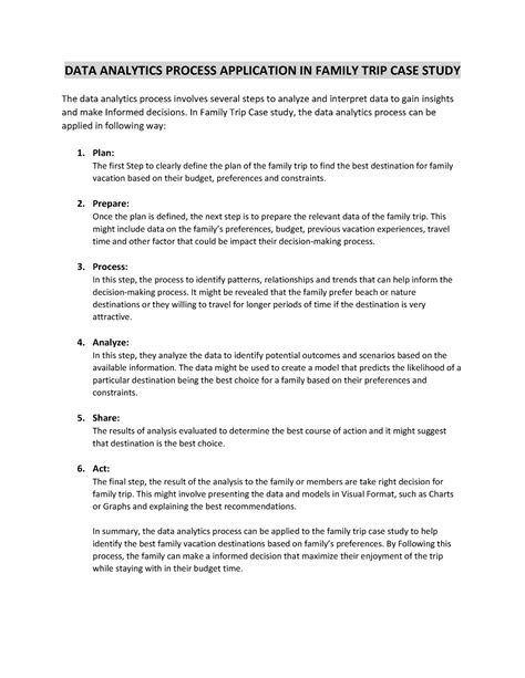 DATA Analytics Process Application IN Family TRIP CASE Study DATA ANALYTICS PROCESS