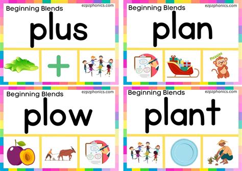 Pl Beginning Blends Clip Cards Read The Words And Clip The Correct