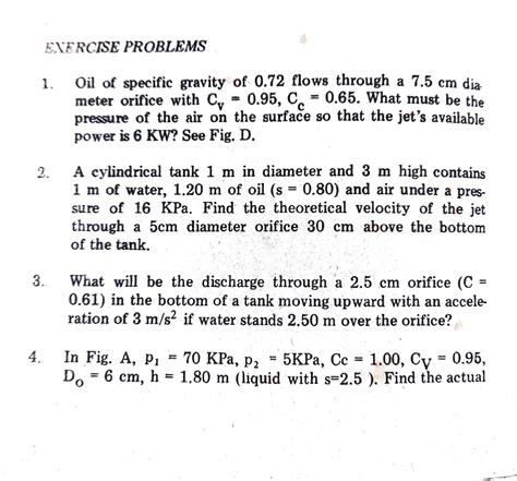 Chapter 7 Exercise Problems Exercise Problems Oil Of Specific Gravity Of 0 Flows Through A 7