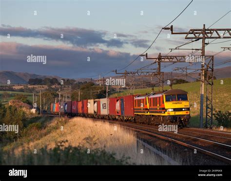 2 Freightliner Class 90 Electric Locomotives At Lambrigg North Of