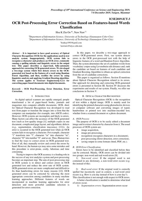 Pdf Ocr Post Processing Error Correction Based On Features Based