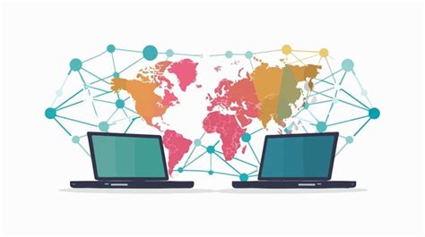 Global Connectivity Concept Laptops On World Map Background Premium Ai Generated Vector