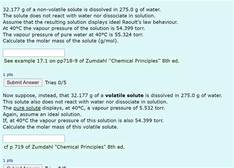 Solved 32 177 G Of A Non Volatile Solute Is Dissolved In