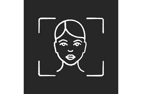 Facial Recognition System Chalk Icon Icons ~ Creative Market