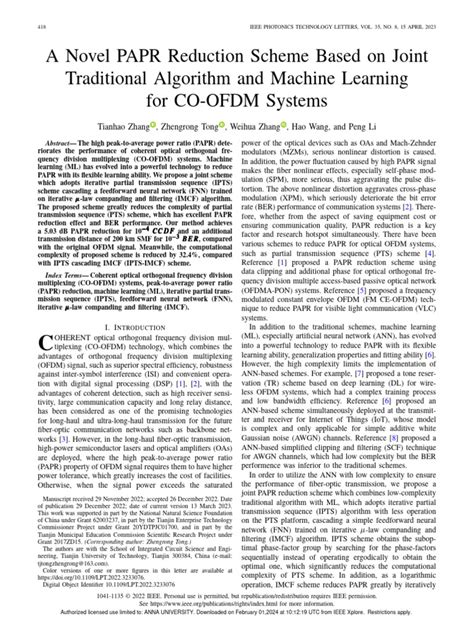 papr reduction using co ofdm pdf orthogonal frequency division
