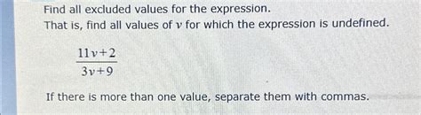 Solved Find All Excluded Values For The Expressionthat Is
