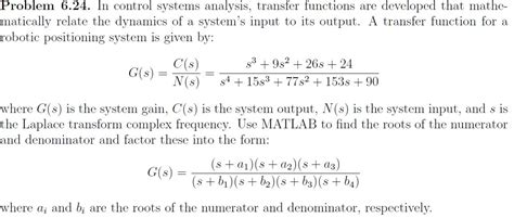 Solved Problem 624 In Control Systems Analysis Transfer