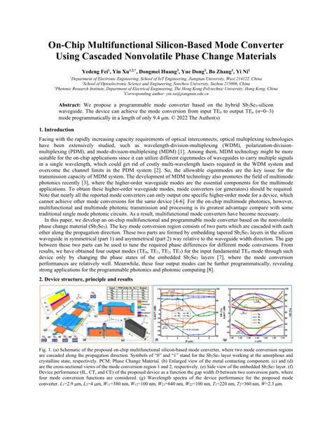 pdf on chip multifunctional silicon based mode converter using