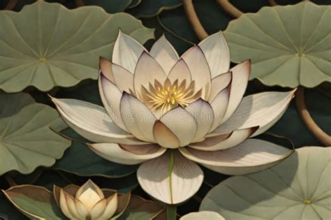 Lotus Flower In Japanese Artwork Stock Illustration Illustration Of