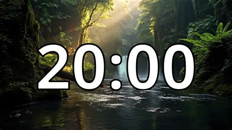 20 Minutes Timer With Relaxing Piano Music Forest Waterfall River