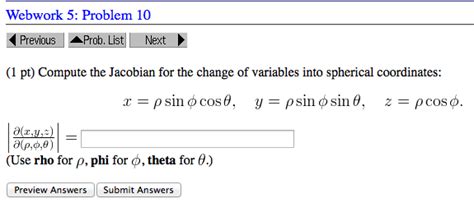 Solved Compute The Jacobian For The Change Of Variables Into Chegg Com