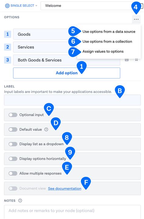 Ask To Choose One Option With Single Select Bryter Help Center