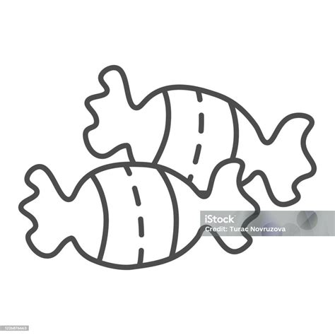 사탕 얇은 라인 아이콘 과자 개념 흰색 배경에 캐러멜 과자 기호 모바일 개념 및 웹 디자인에 대한 개요 스타일의 달콤한 사탕 아이콘 벡터 그래픽 10에 대한 스톡 벡터 아트