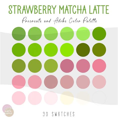 Strawberry Matcha Latte Procreate And Photoshop Color Palette Procreate