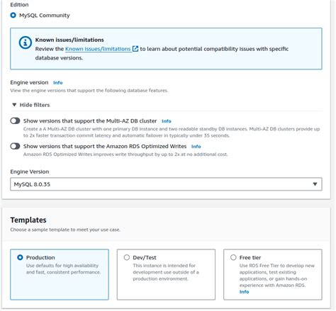membuat instance mysql di service rds relational database service