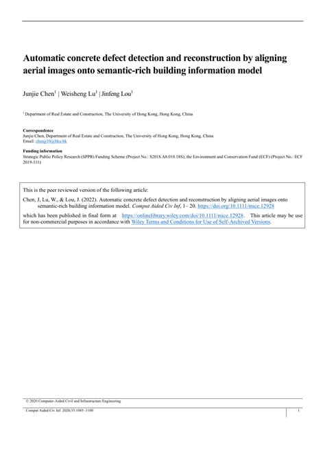 Pdf Automatic Concrete Defect Detection And Reconstruction By