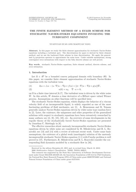 global science press the finite element method of a euler scheme for