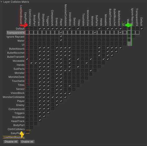Shifted Layer Collision Matrix Unity Engine Unity Discussions