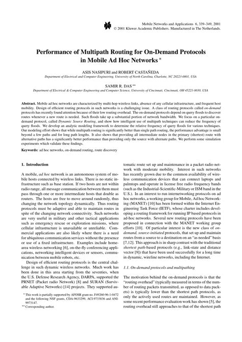 Pdf Performance Of Multipath Routing For On Demand Protocols In Mobile Ad Hoc Networks