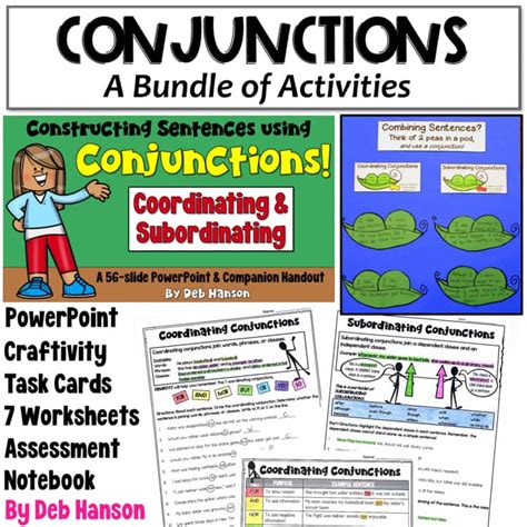 Coordinating And Subordinating Conjunctions Bundle Combining Sentences