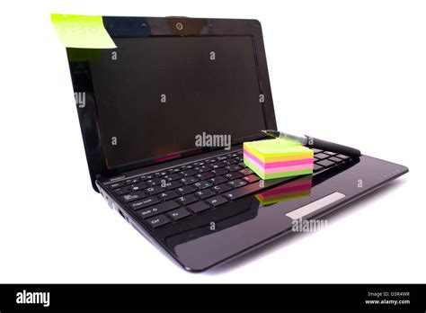 Laptop And Notes Stock Photo Alamy